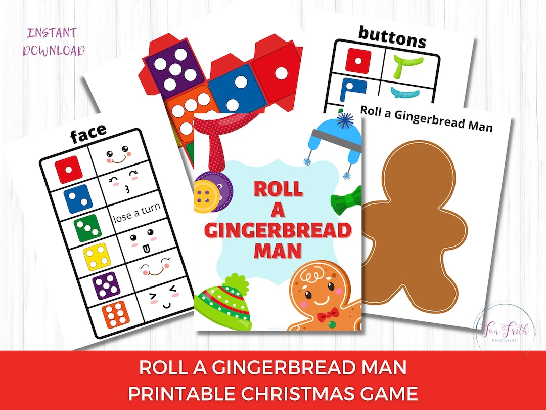 Roll A Gingerbread Man Fun Printable Christmas Games for Families ...