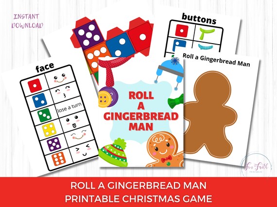 Roll A Gingerbread Man Fun Printable Christmas Games for | Etsy