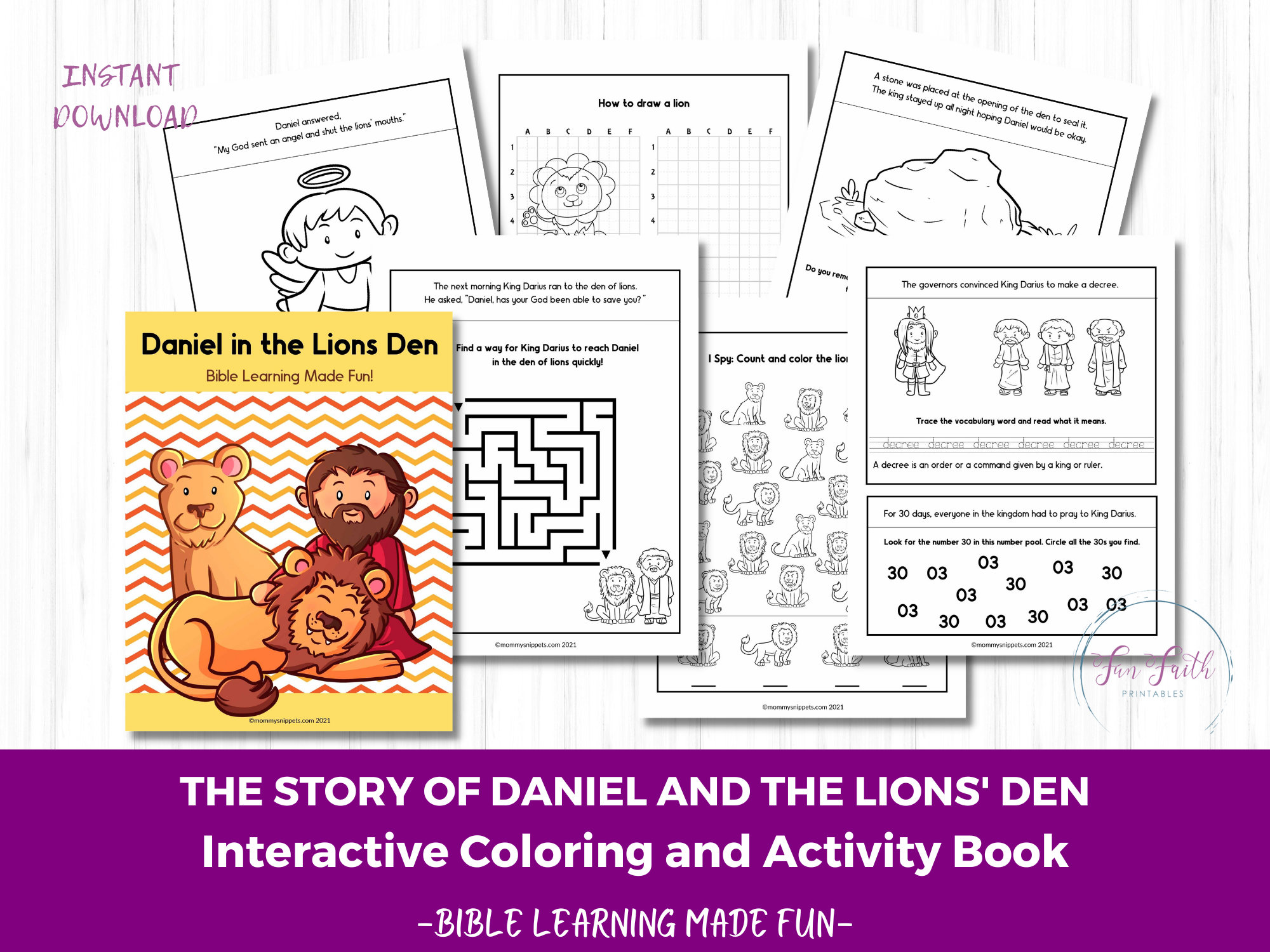 Daniel and the Lions Den Coloring Pages – Kids Bible Study Activity ...