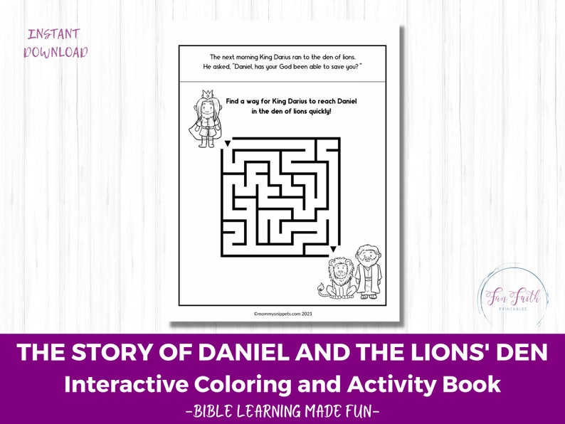 Story of Daniel and the Lions Den Coloring Pages and Activity Book ...