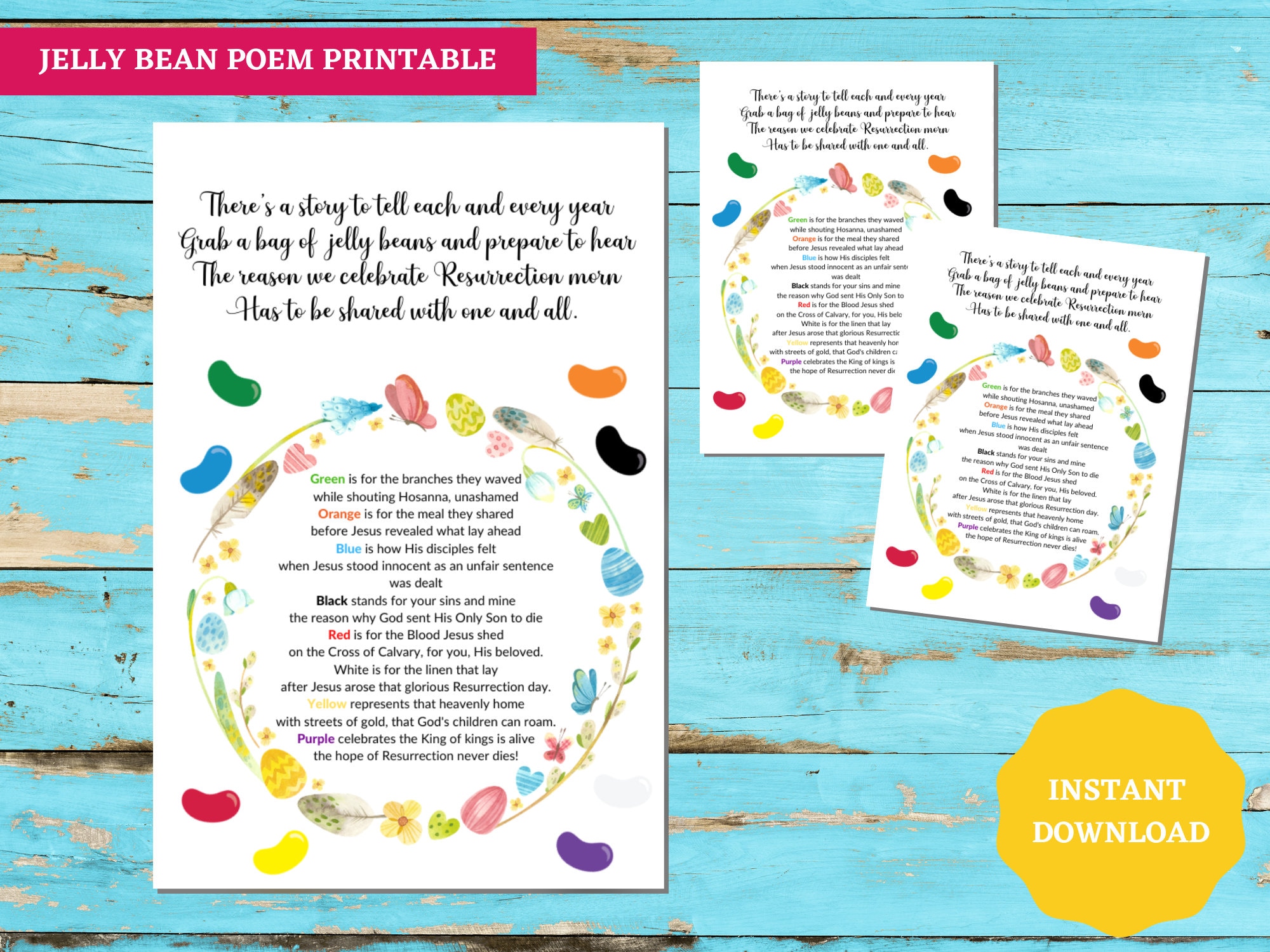 Jelly Bean Poem Easter Printable Jelly Bean Prayer | Etsy