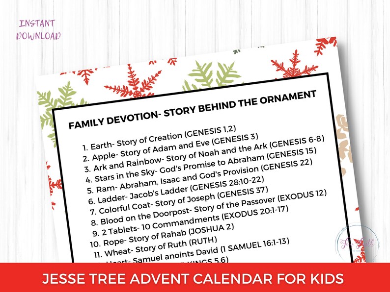 Jesse Tree Advent Calendar for Kids A Family Christmas Advent Activity ...
