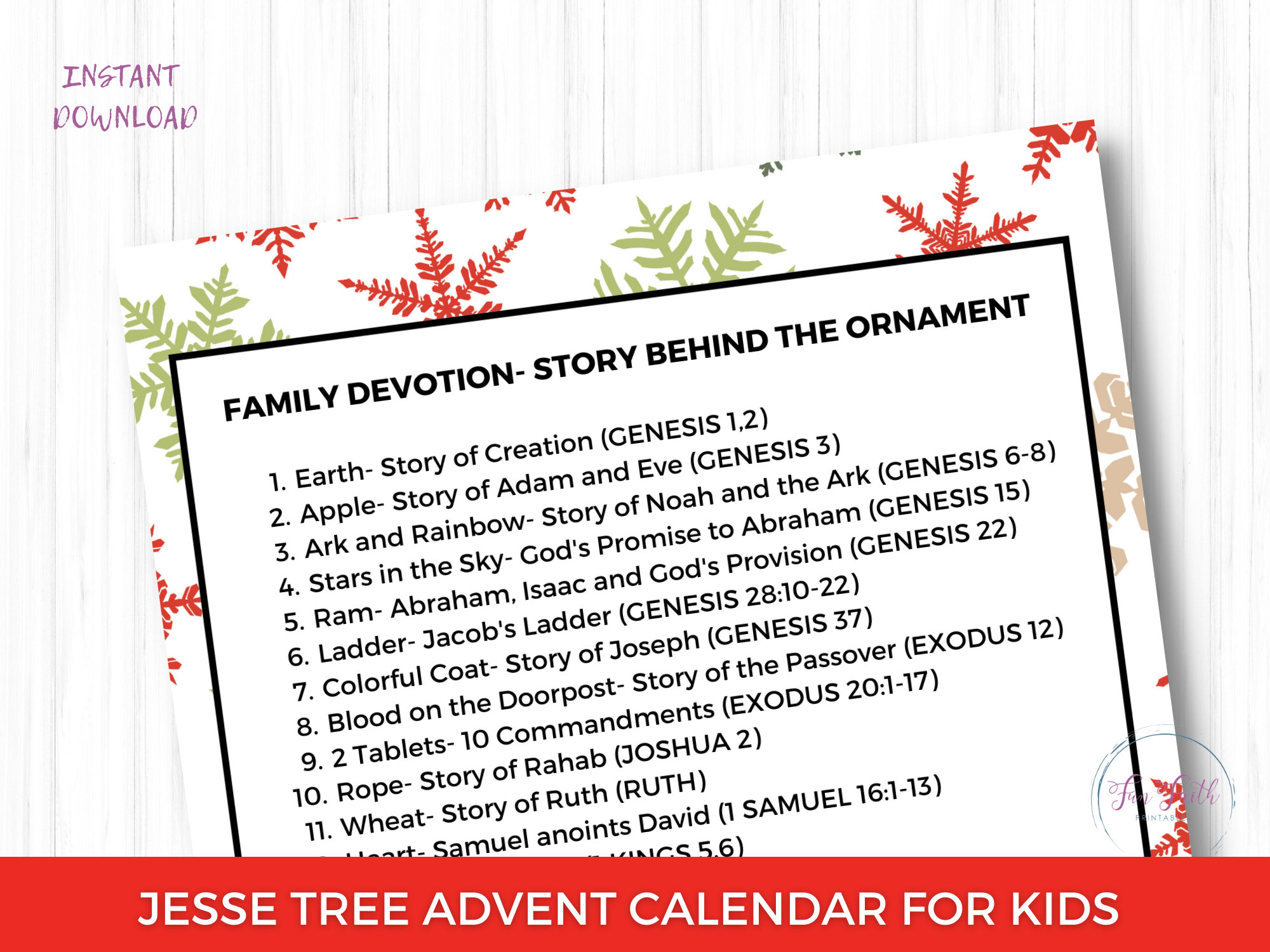 Jesse Tree Advent Calendar for Kids- A Family Christmas Advent Activity ...