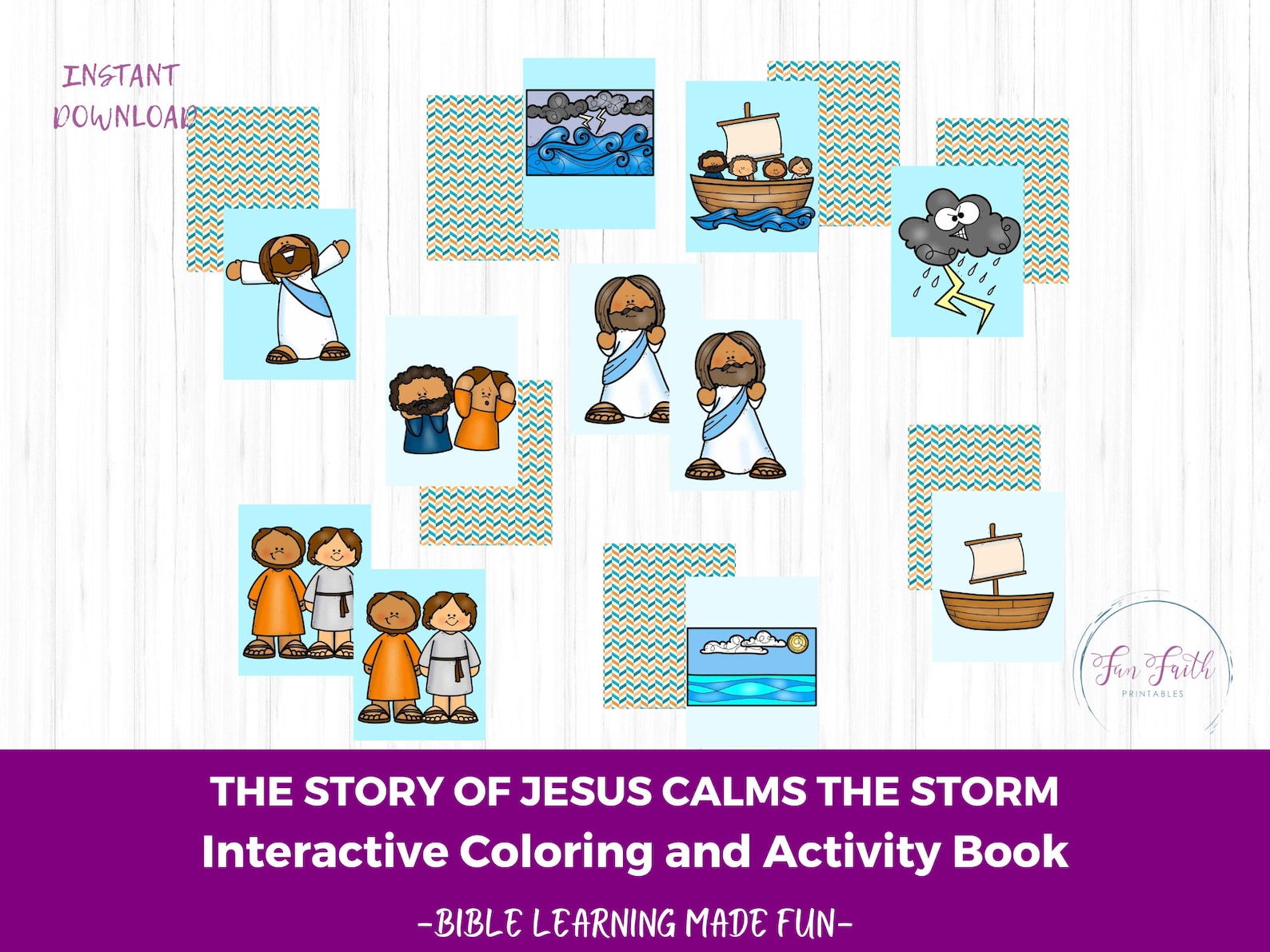 Jesus Calms the Storm Coloring Pages, Bible Story Activities (printable ...