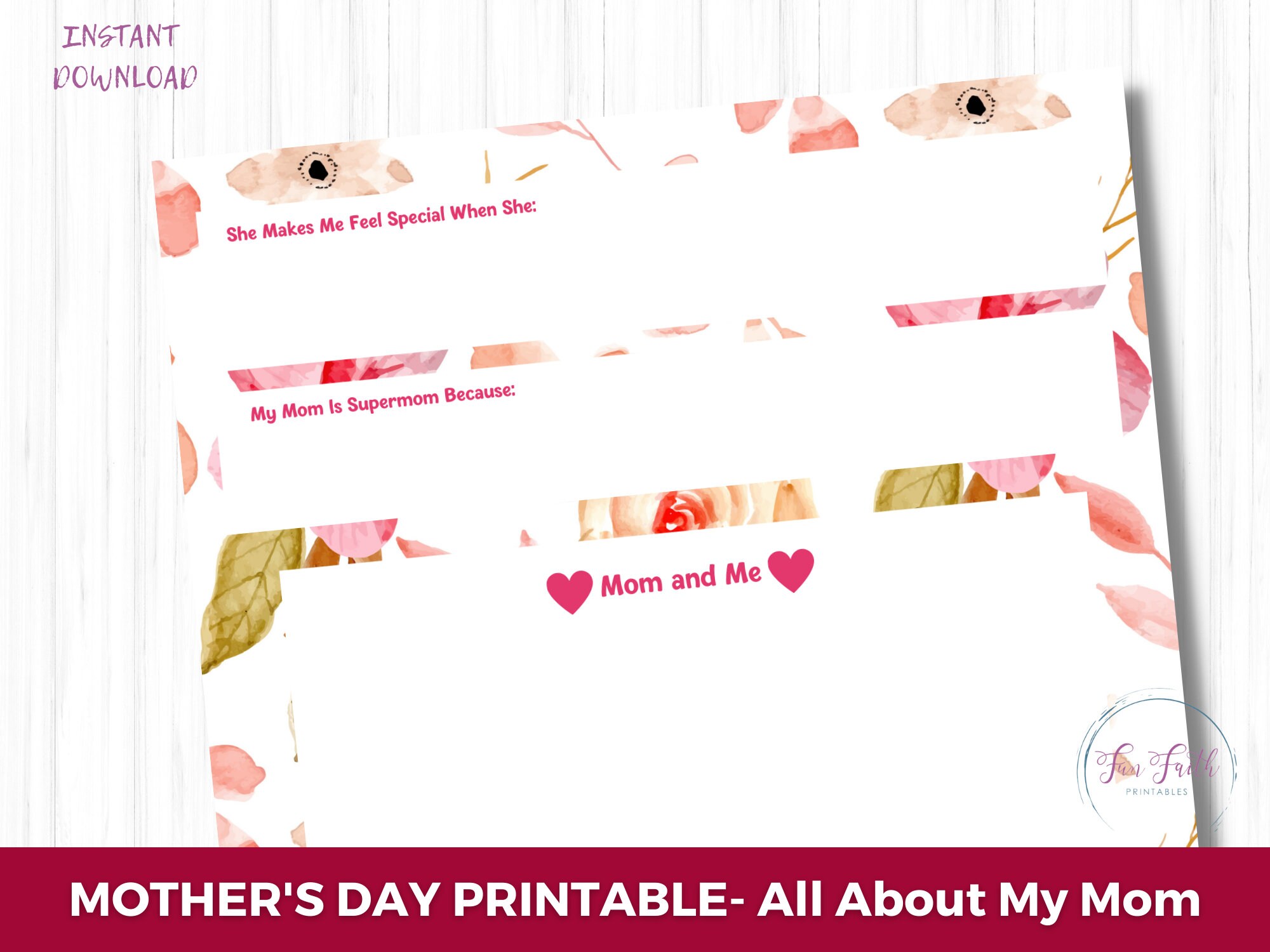Mother's Day Printable All About My Mom Printable | Etsy