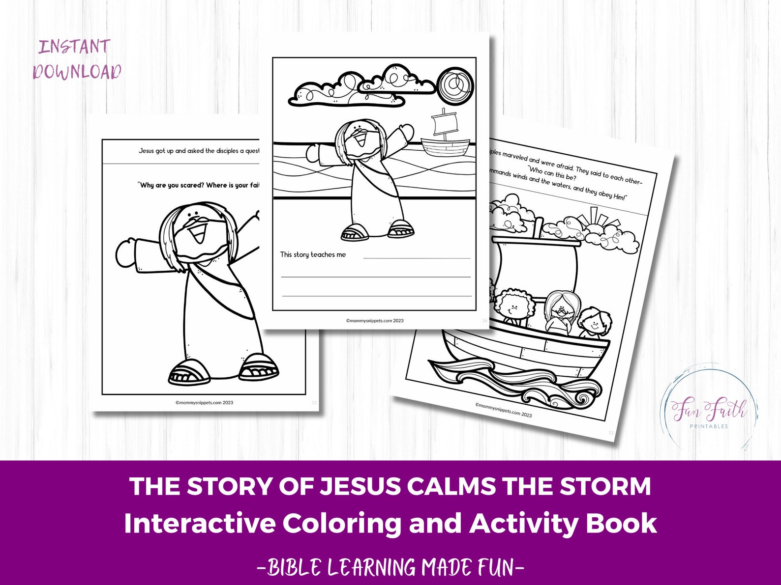 Jesus Calms the Storm Coloring Pages, Bible Story Activities (printable ...