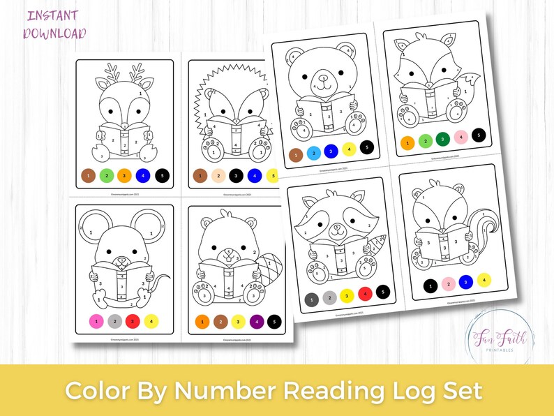 Color by Number Reading Log Printable, Reading Log for Kids, Summer ...