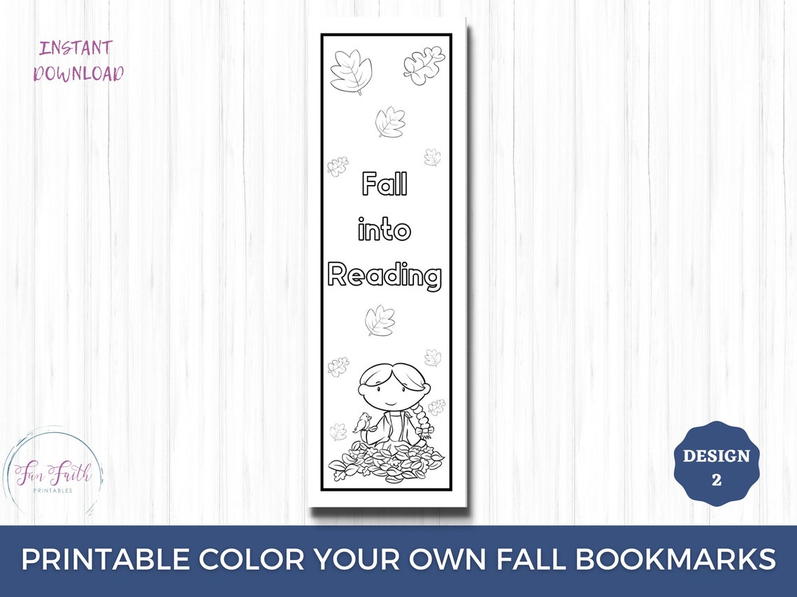 Printable Fall Coloring Bookmarks Cute Bookmark Bookmark | Etsy