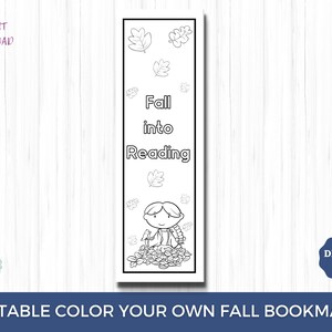 Printable Fall Coloring Bookmarks | Cute Bookmark | Bookmark Set | 4 ...