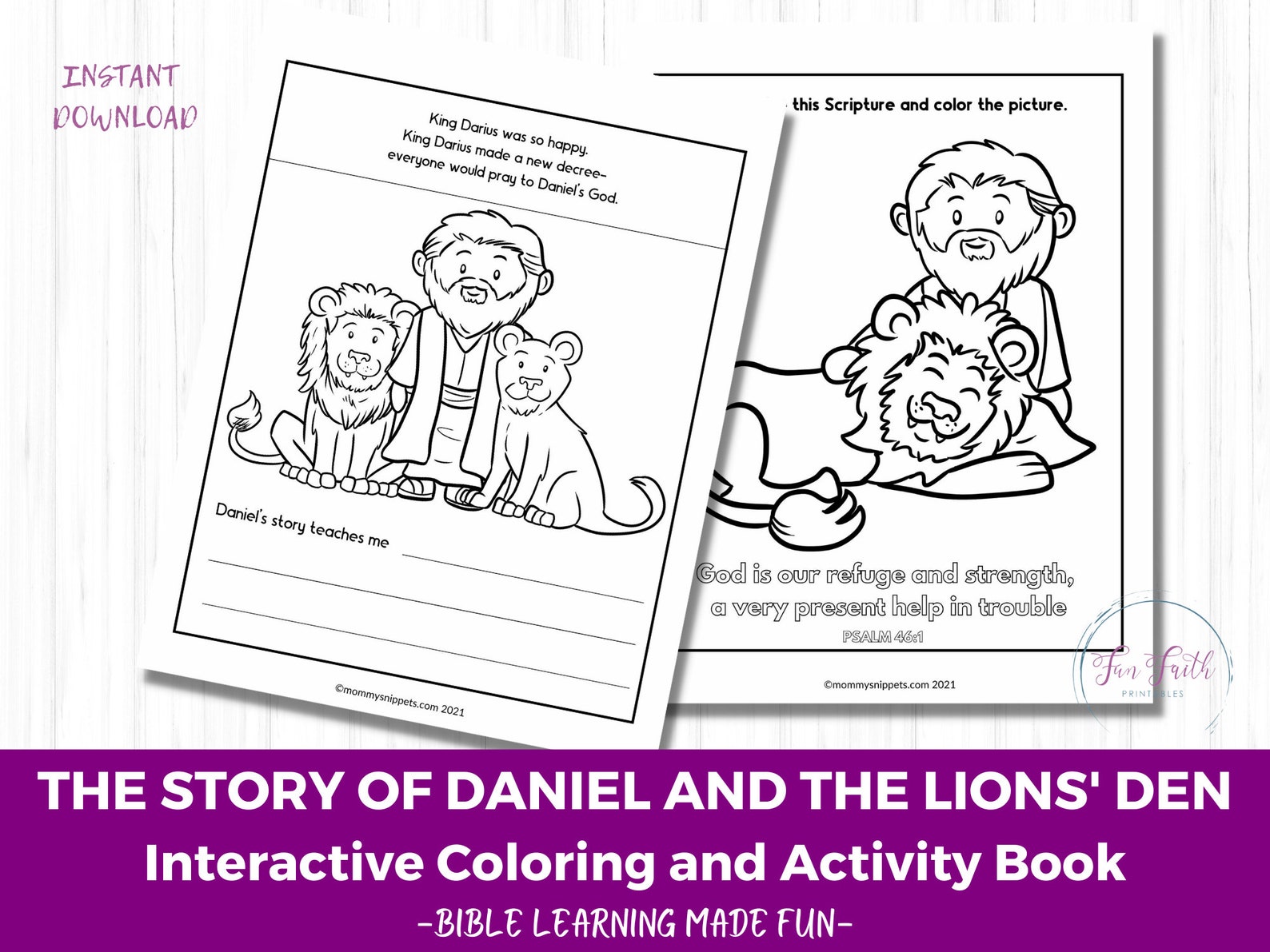 Daniel and the Lions Den Coloring Pages – Kids Bible Study Activity ...