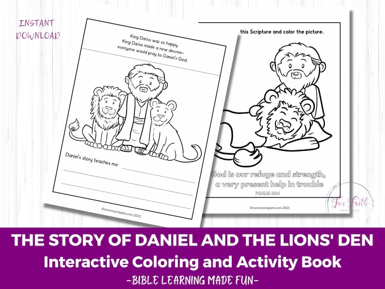 Daniel and the Lions Den Coloring Pages – Kids Bible Study Activity ...