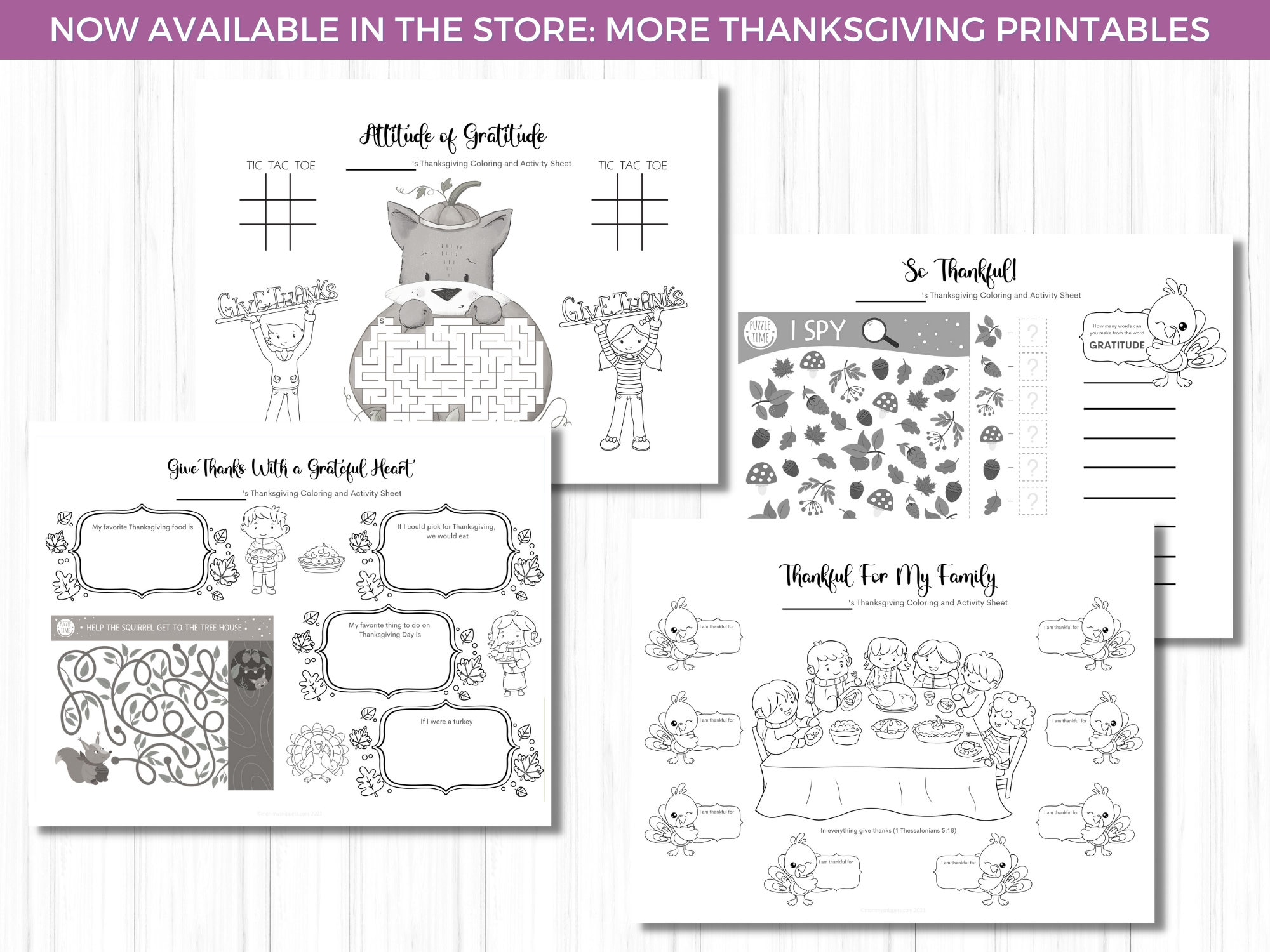 12 Printable Thanksgiving Coloring Cards for Kids, Happy Thanksgiving ...