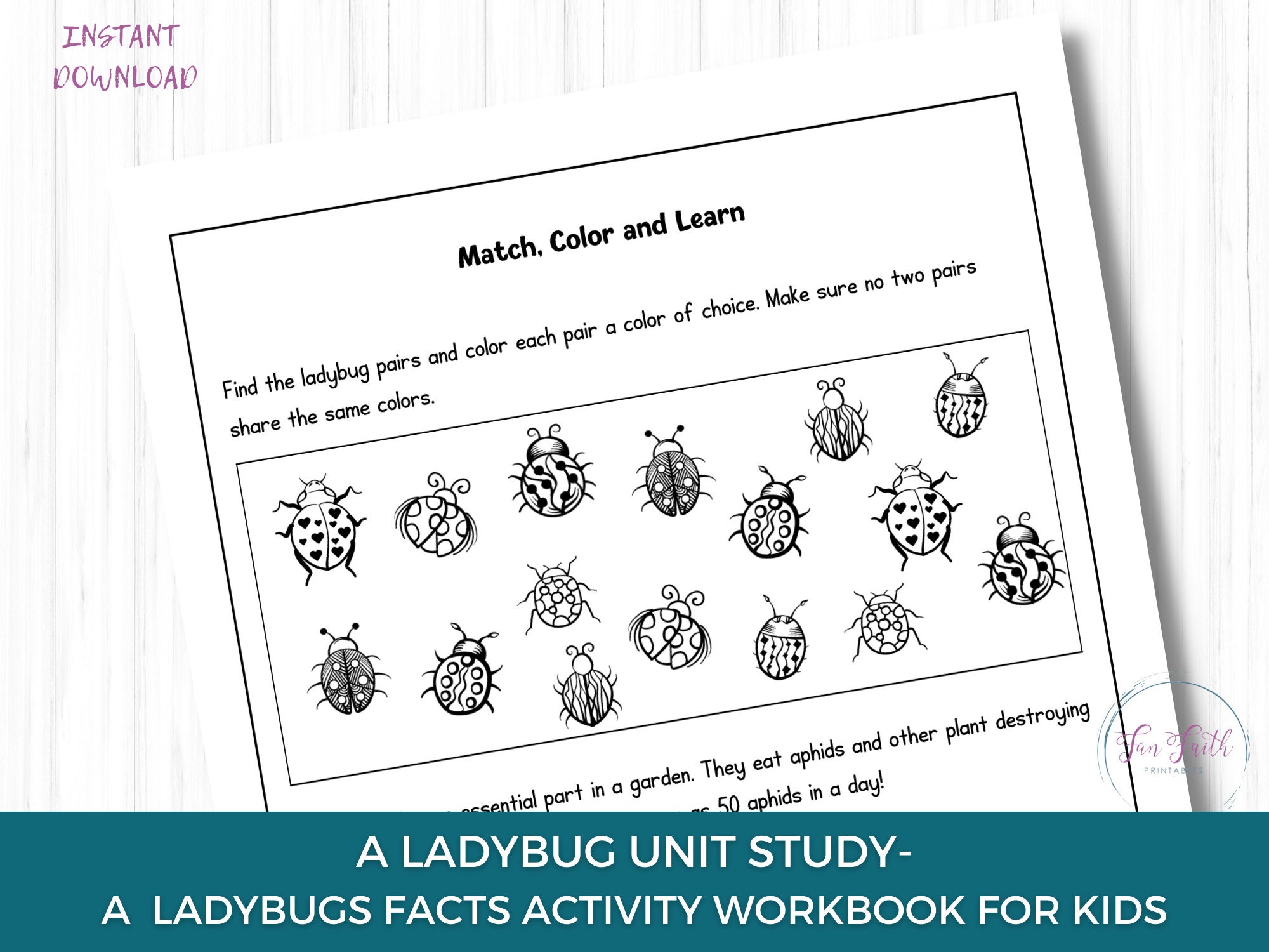Printable Ladybug Unit Study, Ladybug Facts Workbook, Life Cycle of a ...