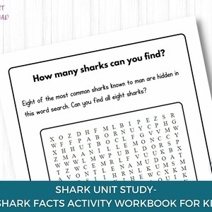 Sharks Unit Study, Shark Facts Workbook, Shark Nature Study, Shark ...