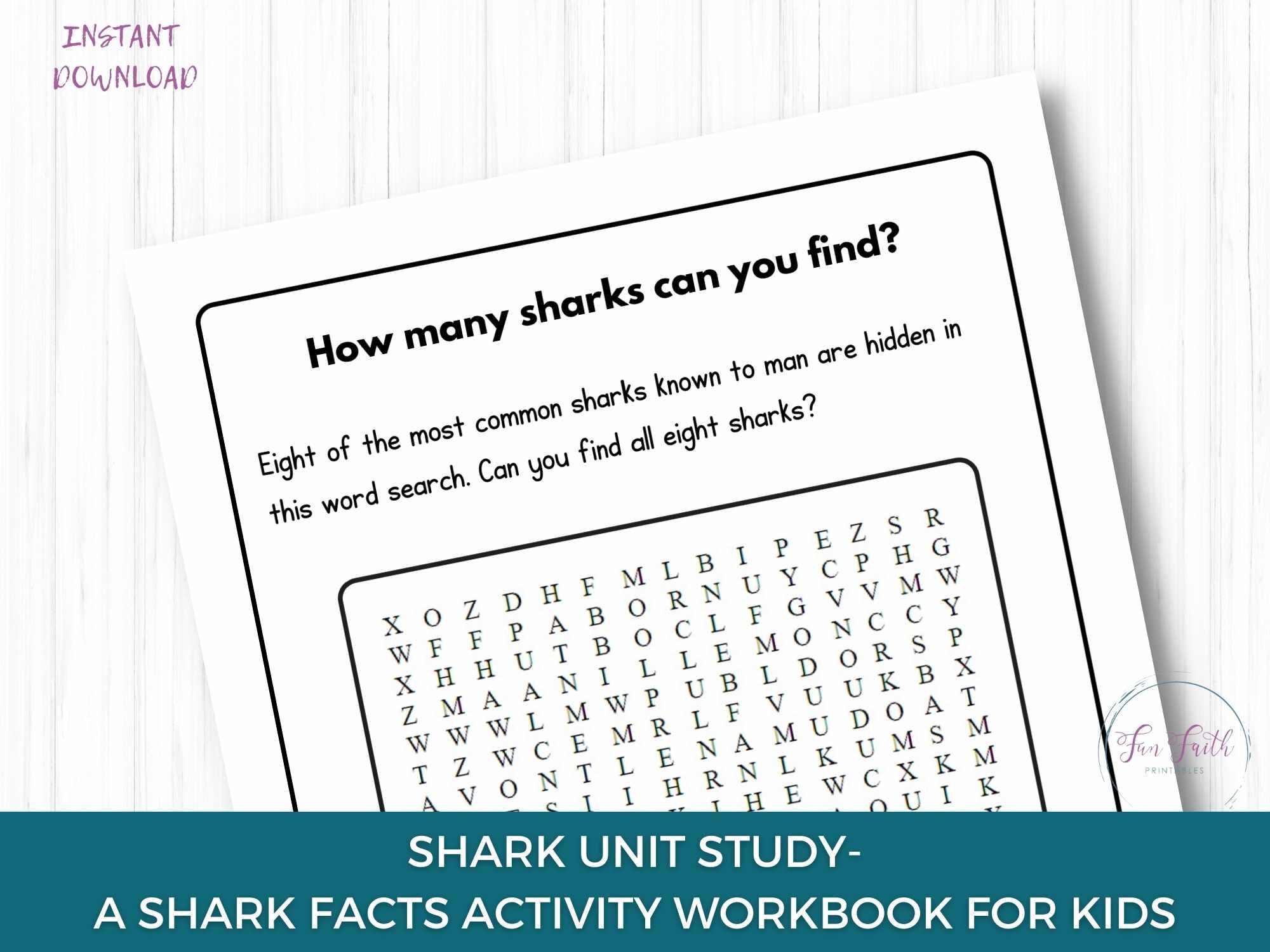 Sharks Unit Study, Shark Facts Workbook, Shark Nature Study, Shark ...