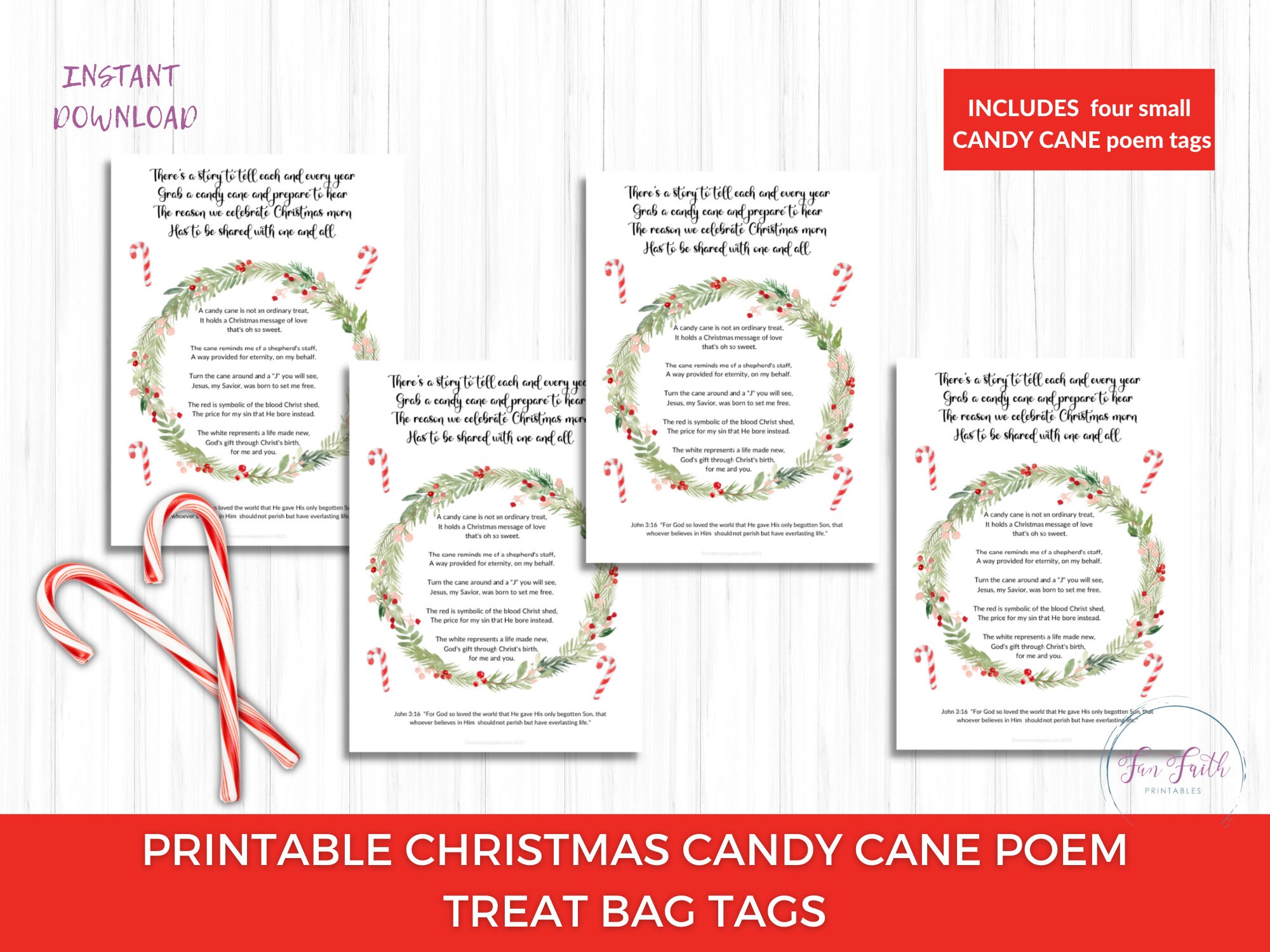 Candy Cane Poem Treat Bag Tags , Candy Cane Prayer, Christmas Tag ...