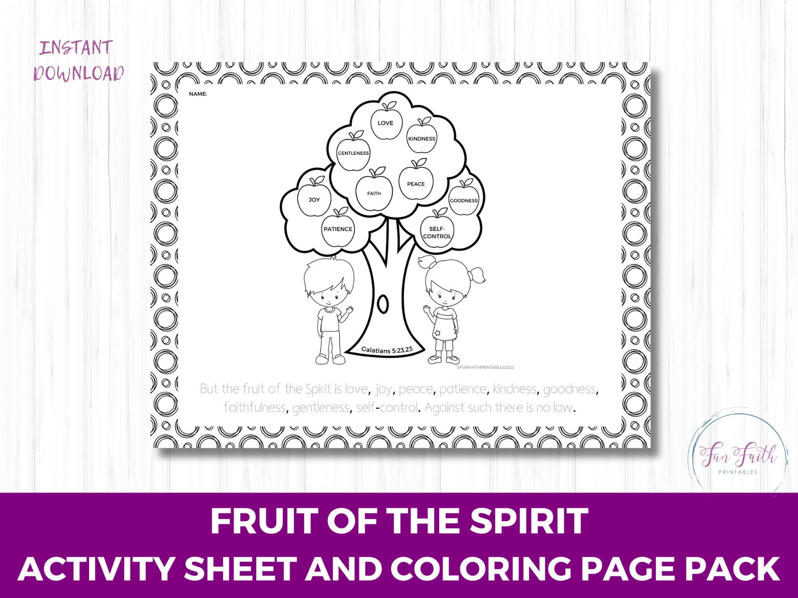 Fruit of the Spirit Coloring Page and Activity Sheet, Fruit of the ...