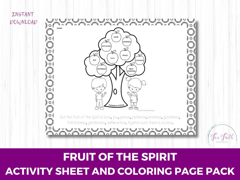 Fruit of the Spirit Coloring Page and Activity Sheet, Fruit of the ...