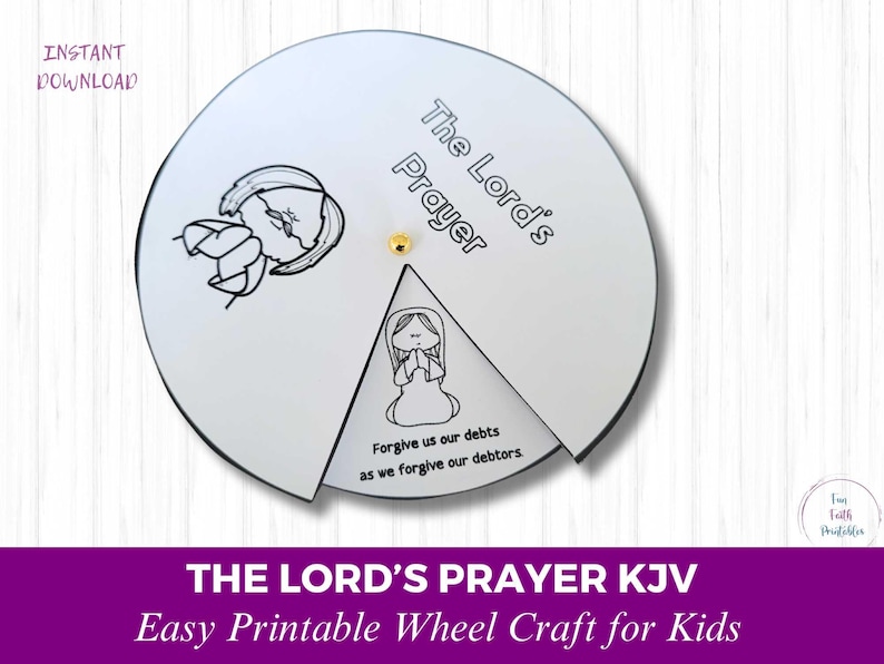 Lord's Prayer Wheel Craft – KJV Printable for Kids (digital Download ...