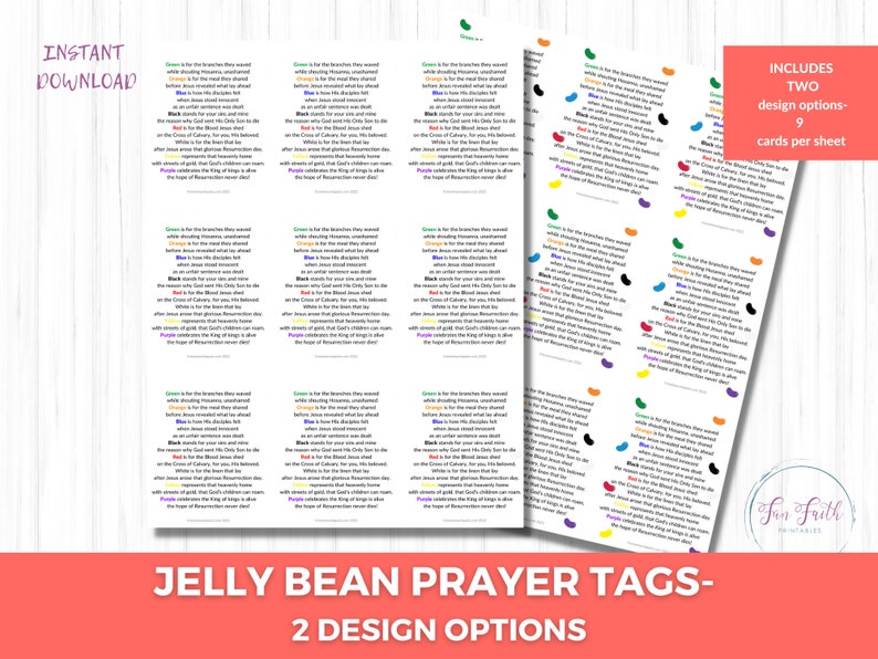 Jelly Bean Poem Tag, Easter Printable, Jelly Bean Prayer Tag, Easter ...
