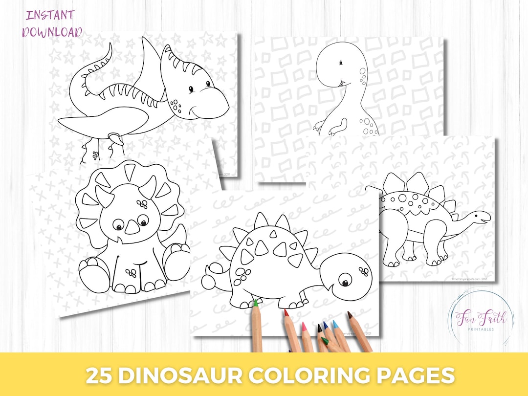 25 Dinosaur Coloring Pages for Kids - Dinosaur Coloring Book, Busy Book ...