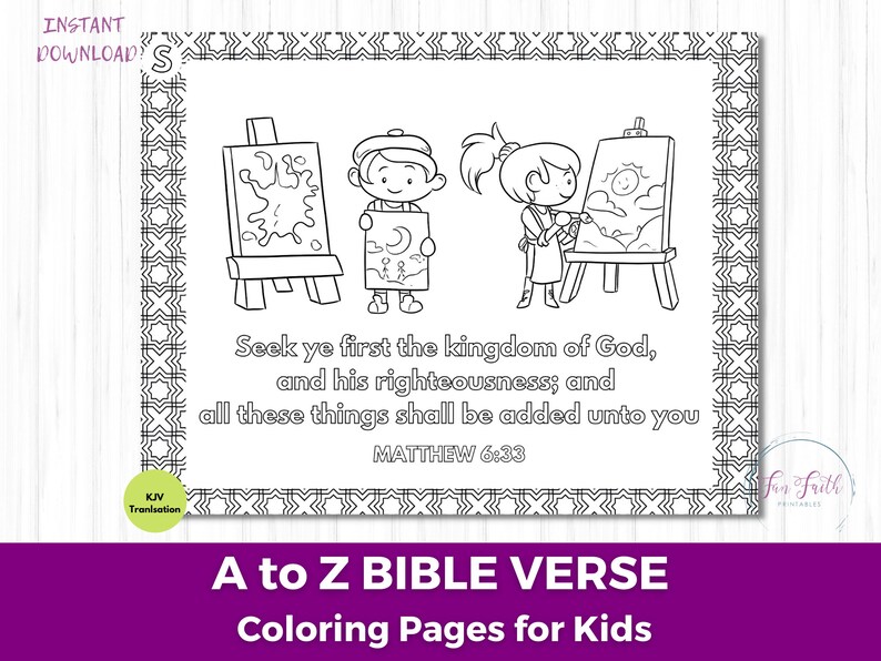A to Z Bible Verse Coloring Pages for Kids (digital Download) - Etsy