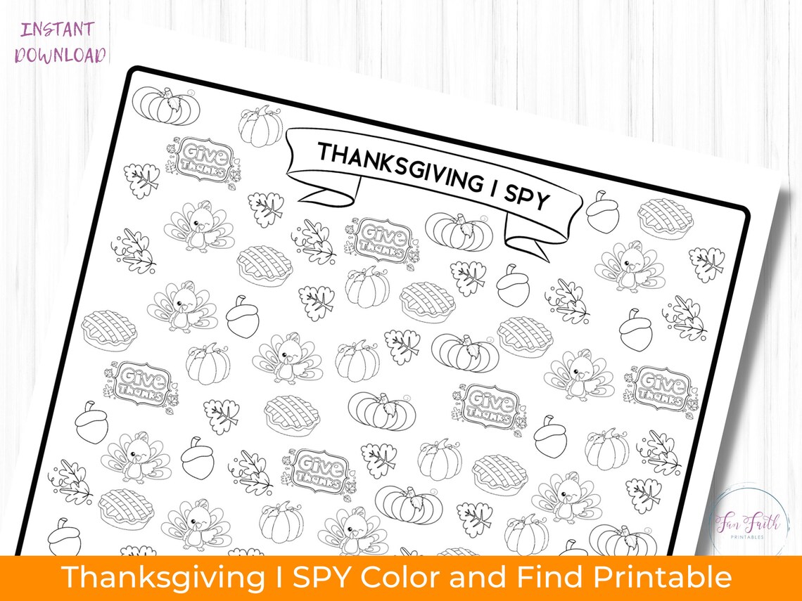 I Spy Thanksgiving Printable Thanksgiving Games Printable | Etsy