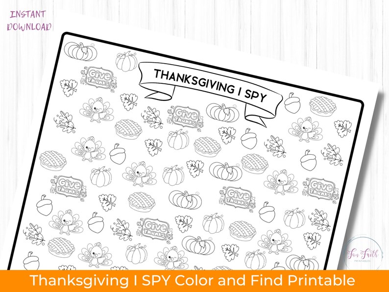 I Spy Thanksgiving Printable, Thanksgiving Games, Printable ...