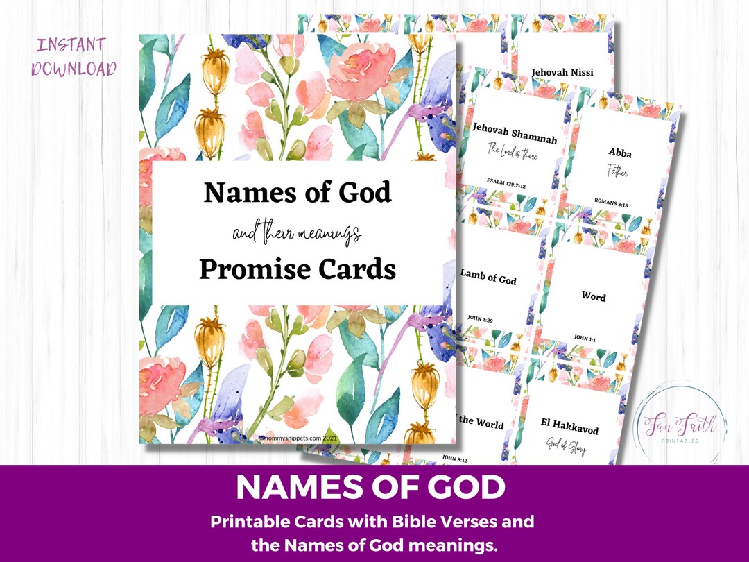 Names of God Scripture Cards With Bible Verses (digital Prints) - Etsy