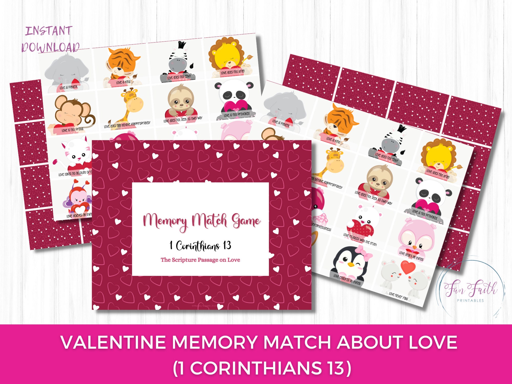 Valentine Memory Game, Valentine's Day Printables, Christian Printables ...