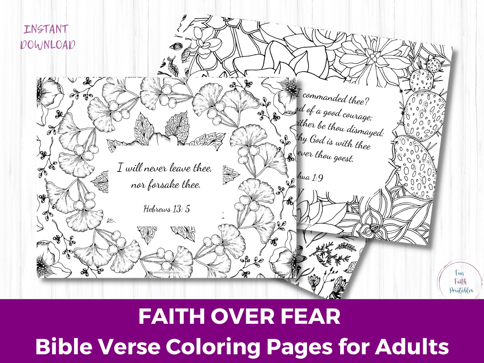 Printable Floral Adult Faith Coloring Pages - Digital Download ...