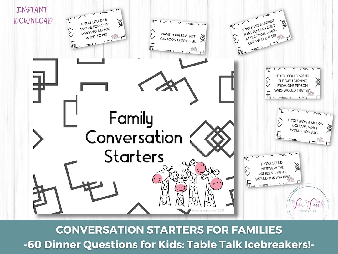Family Conversation Starter Cards, Dinner Questions, Conversation Cards ...