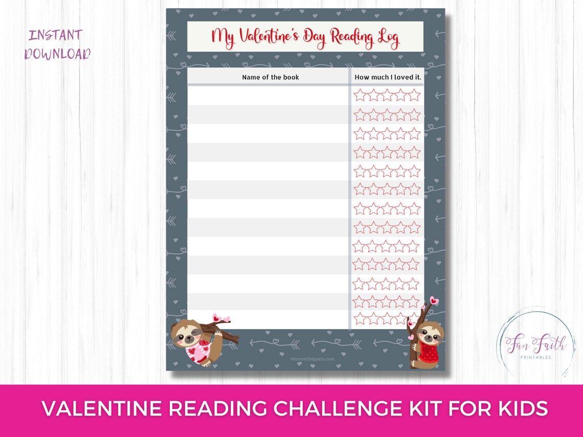 Printable Valentine Reading Challenge for Kids Kids Reading | Etsy