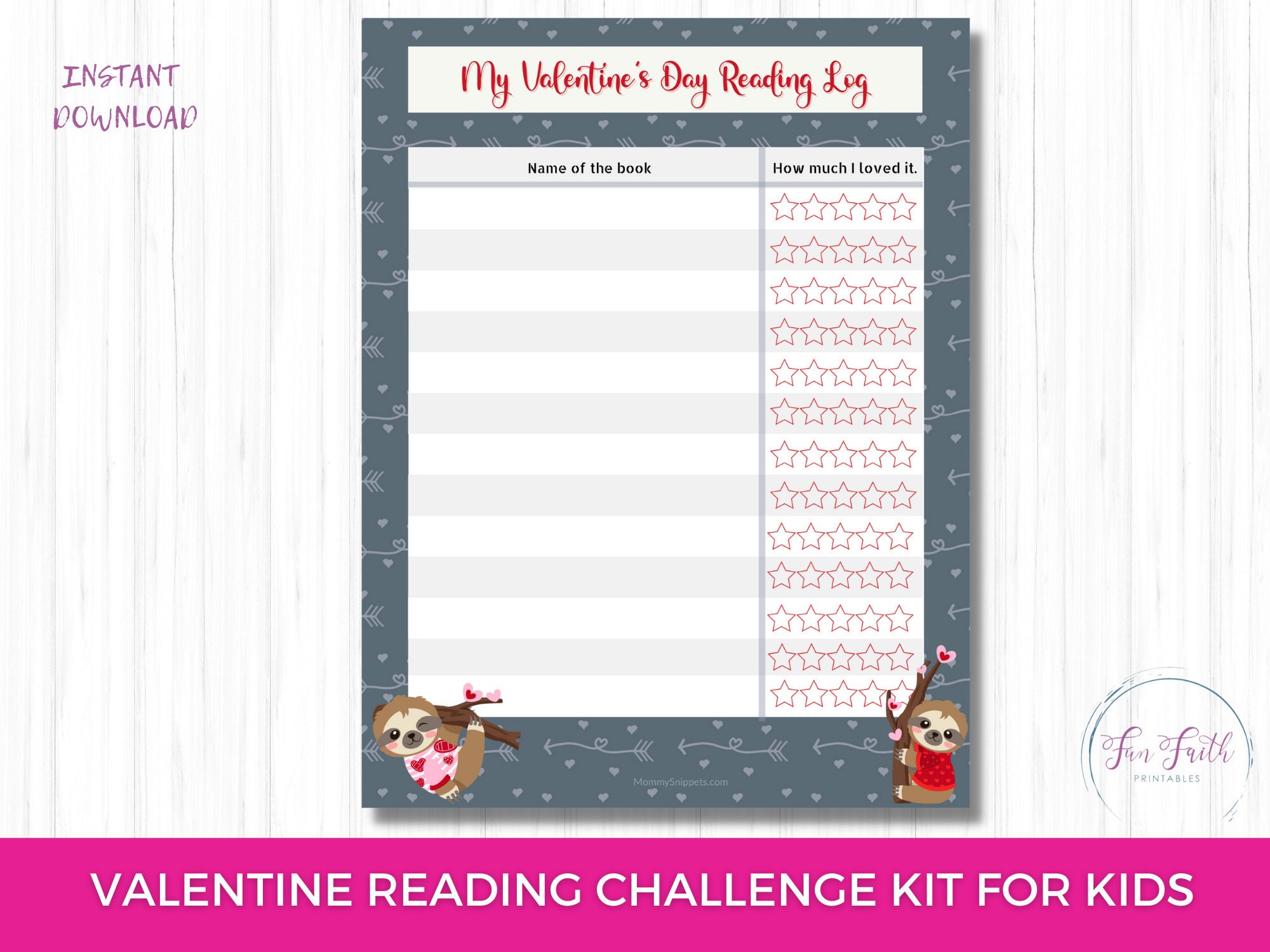 Printable Valentine Reading Challenge for Kids, Kids Reading Log ...