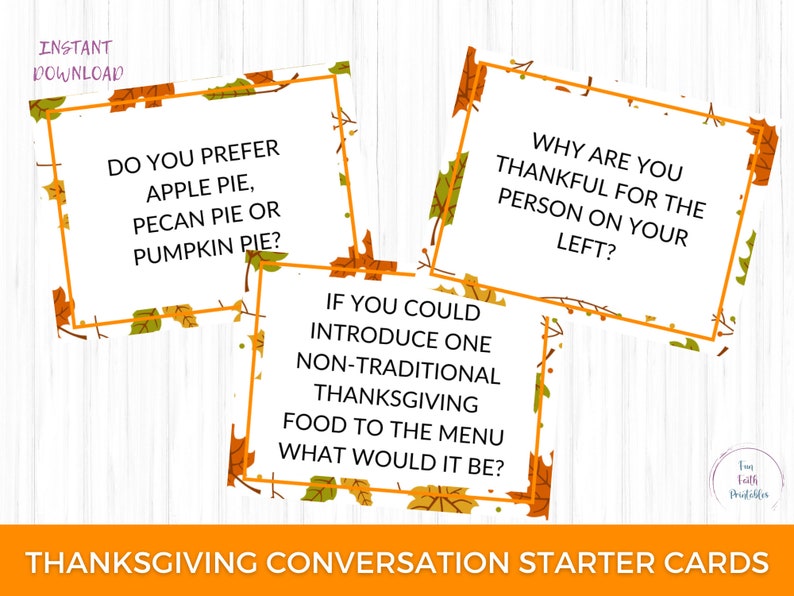 Printable Games Thanksgiving Conversation Starters, Thanksgiving Games ...