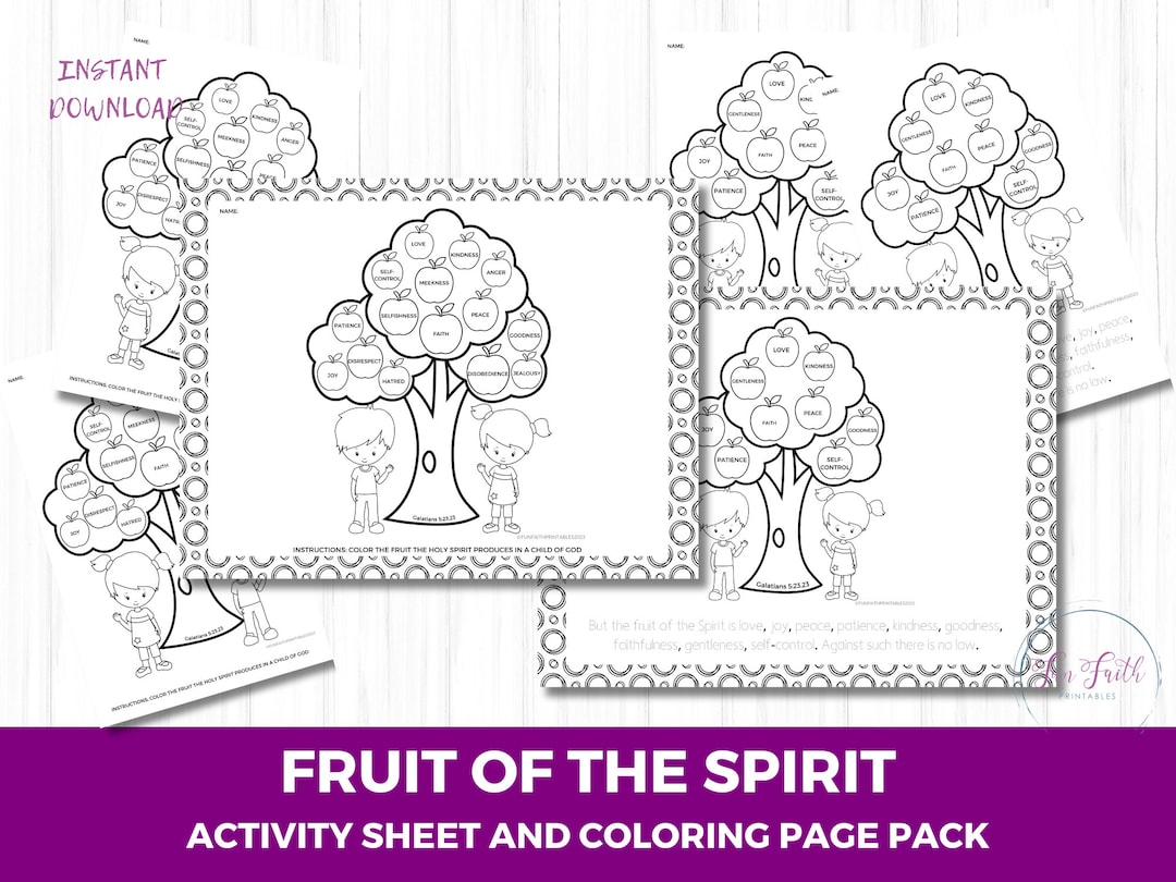 Fruit of the Spirit Coloring Page, Bible Activity Sheet (digital ...