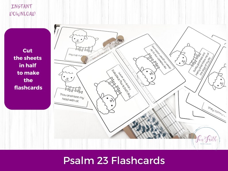 Psalm 23 Flashcards and Banner Craft, KJV Printable (digital Download ...