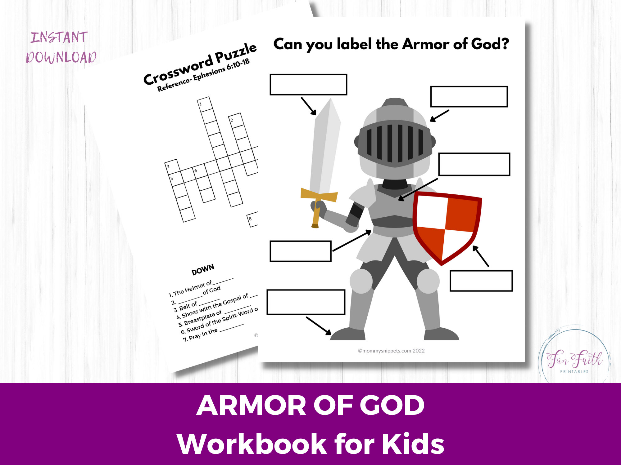 Armor of God Workbook for Kids, Armor of God Printable Activity, Sunday ...