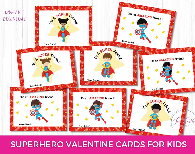 Super Hero Girl Valentine Kartenvorlage, druckbare Superhelden ...