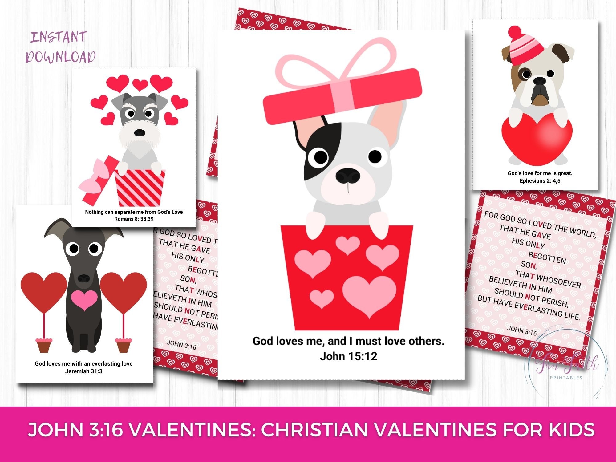 John 3:16 Valentines Printable Valentine Cards for Kids - Etsy