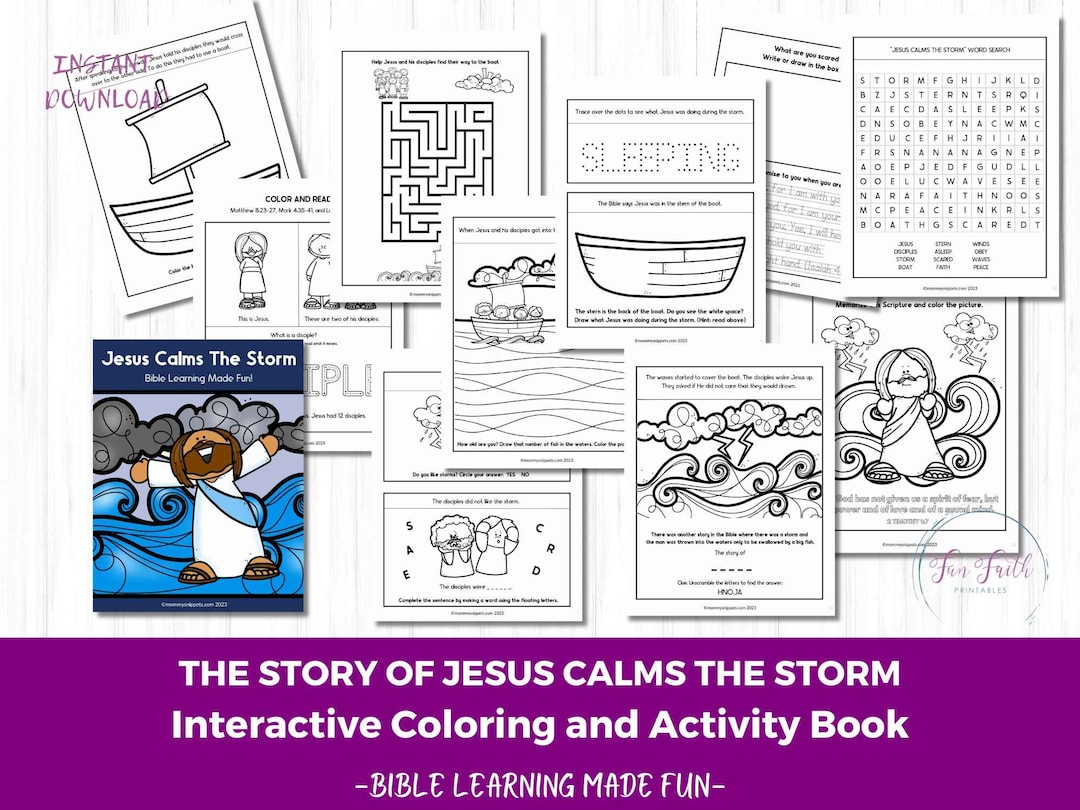 Jesus Calms the Storm Coloring Pages, Bible Story Activities (printable ...