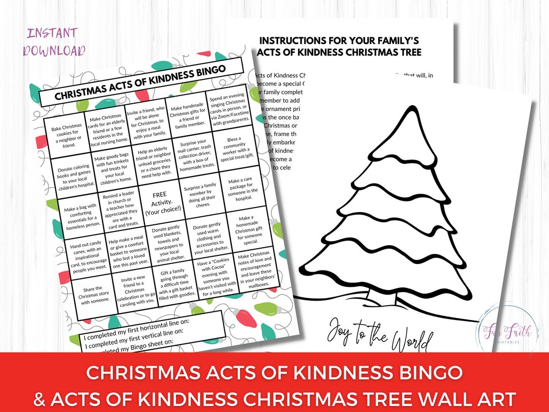 Acts of Kindness Christmas Bingo, Random Acts of Kindness, Printable ...