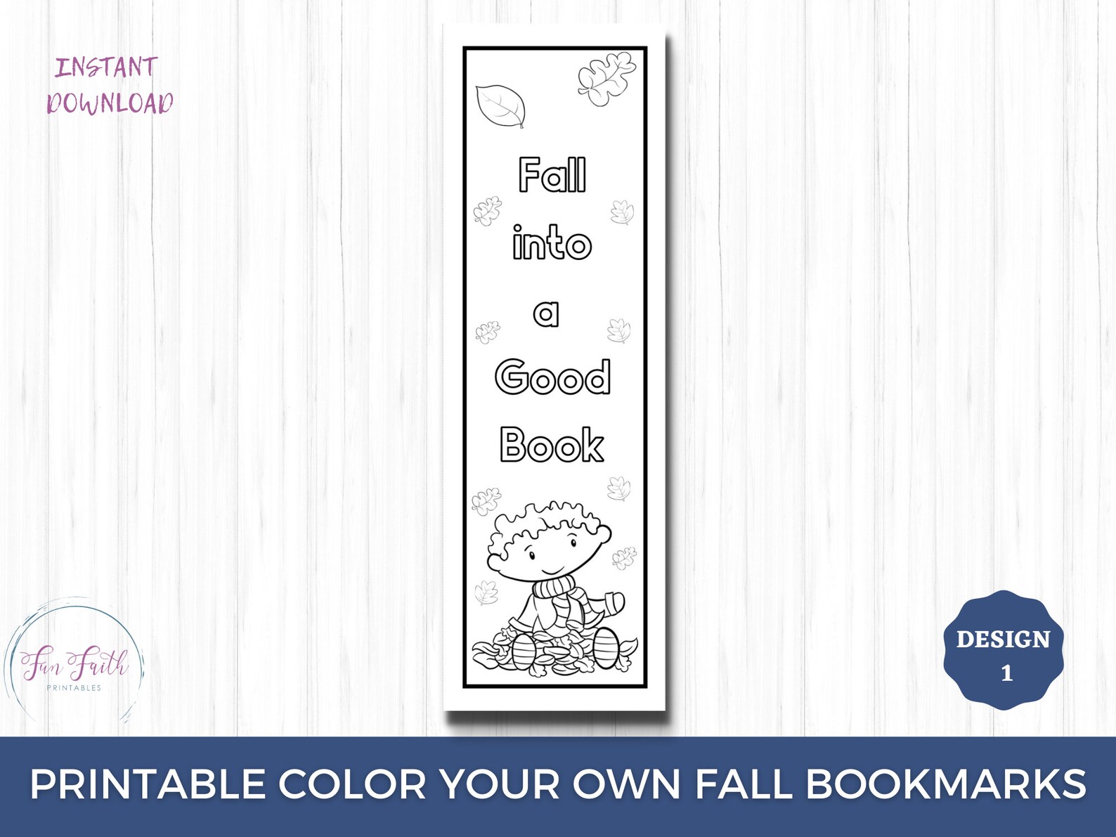 Printable Fall Coloring Bookmarks Cute Bookmark Bookmark Set 4 Color ...