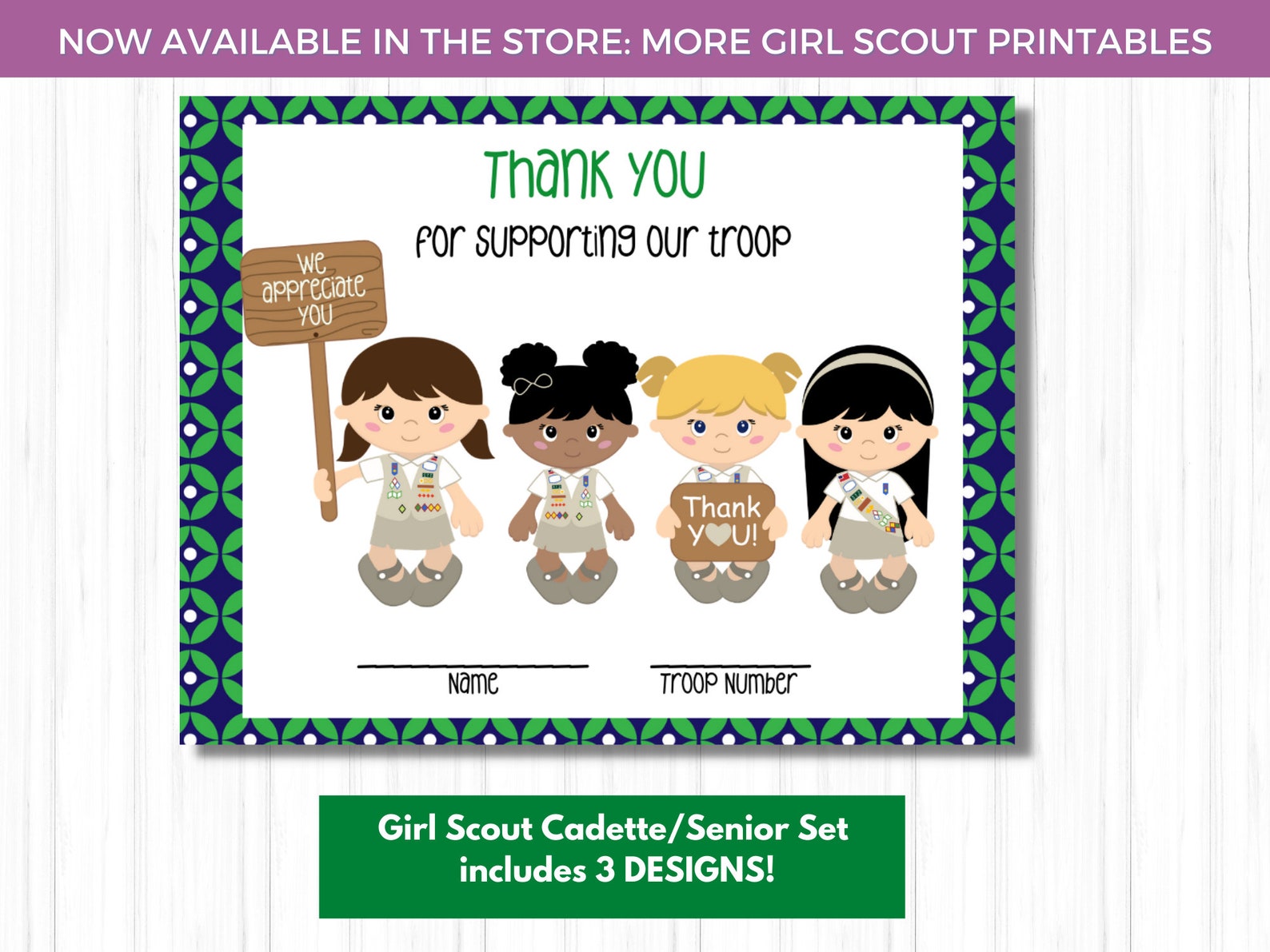Girl Scouts Thank You Cards, Cookie Thank You, Girl Scout Thank You ...