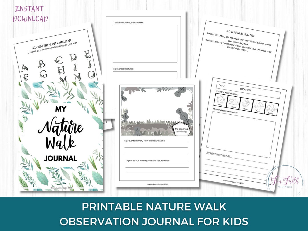 Nature Walk Observation Journal, Printable Nature Journal for Kids ...