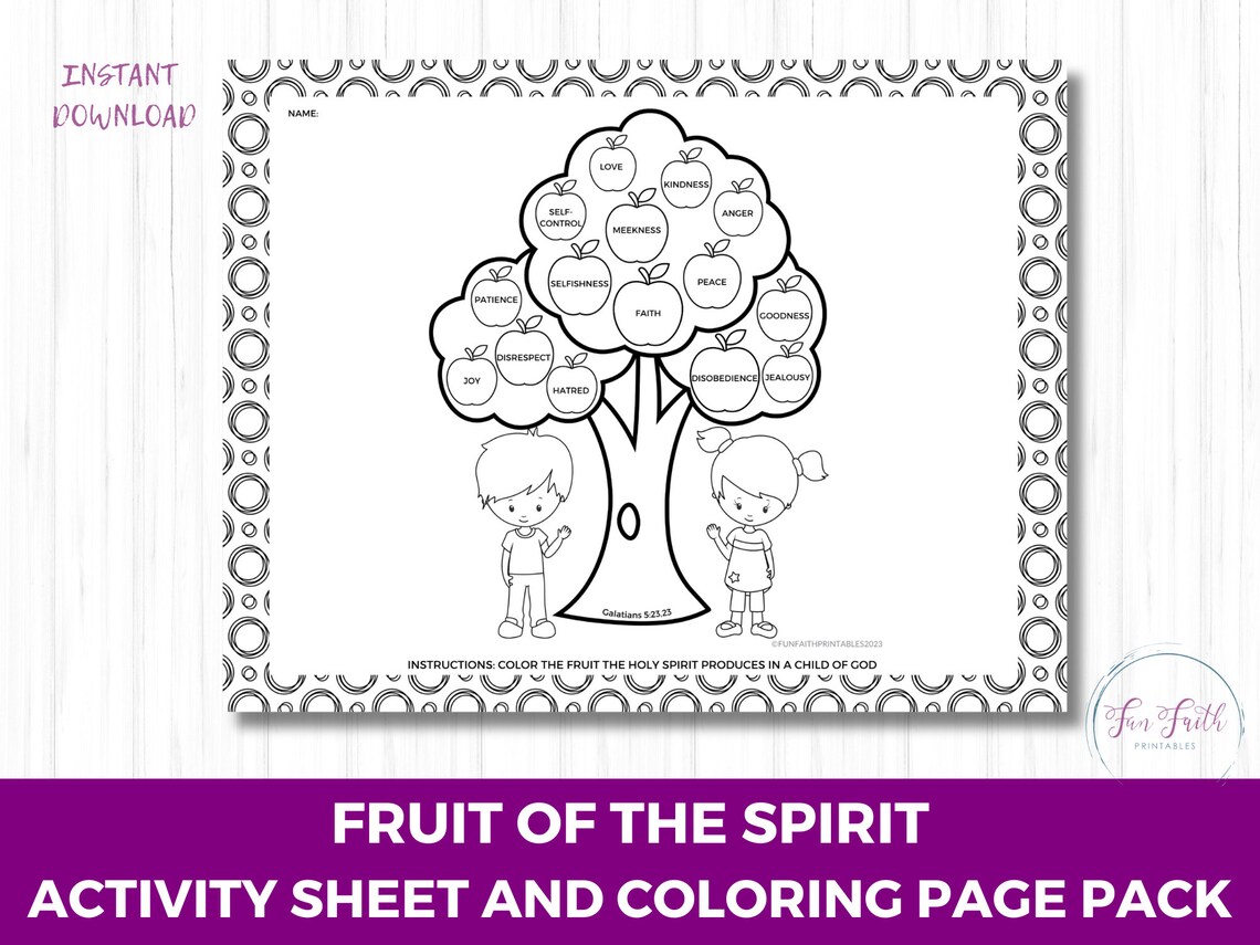 Fruit of the Spirit Coloring Page and Activity Sheet, Fruit of the ...