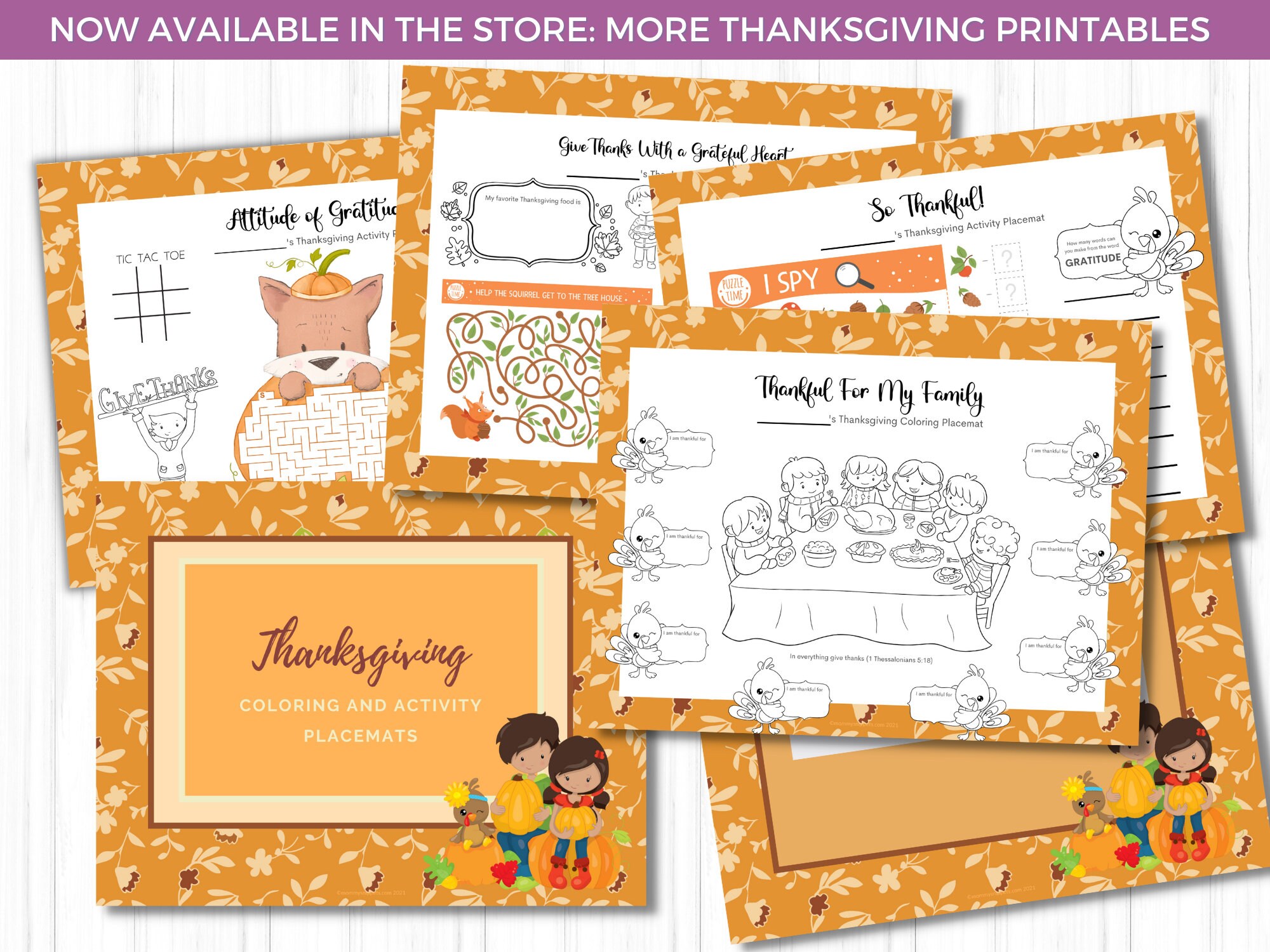 Thanksgiving Coloring Cards for Kids, Printable Turkey Day Activity ...