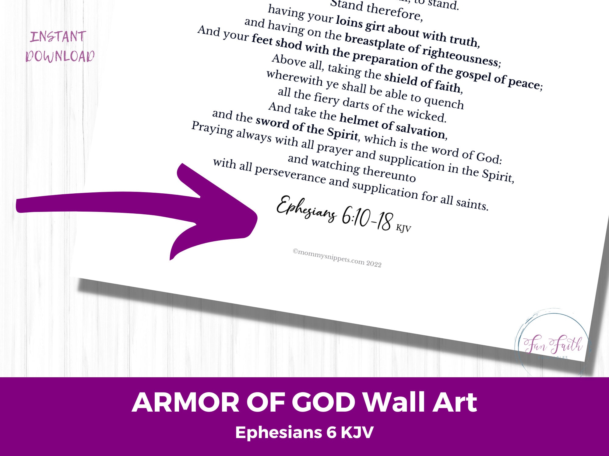 Armor of God Wall Art- 8x10- 2 Design Styles Included, Christian Wall ...