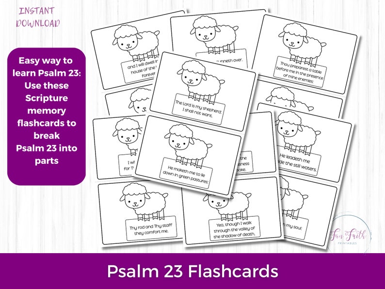 Psalm 23 Bible Flashcards and Craft, the Lord is My Shepherd Printable ...