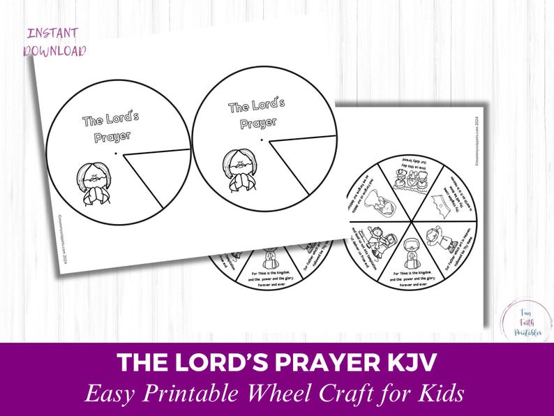 Lord's Prayer Wheel Craft – KJV Printable for Kids (digital Download ...